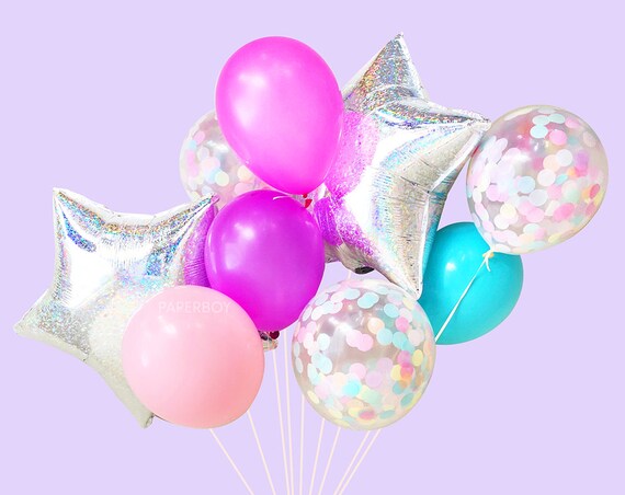 Unicorn Balloons Balloon Bouquet Bundle with Confetti | Etsy