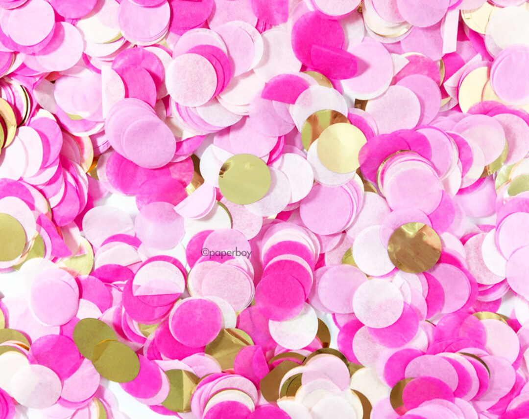 Tissue Paper Confetti - Pink Ombre and Gold - Light Hot Pink Blush ...