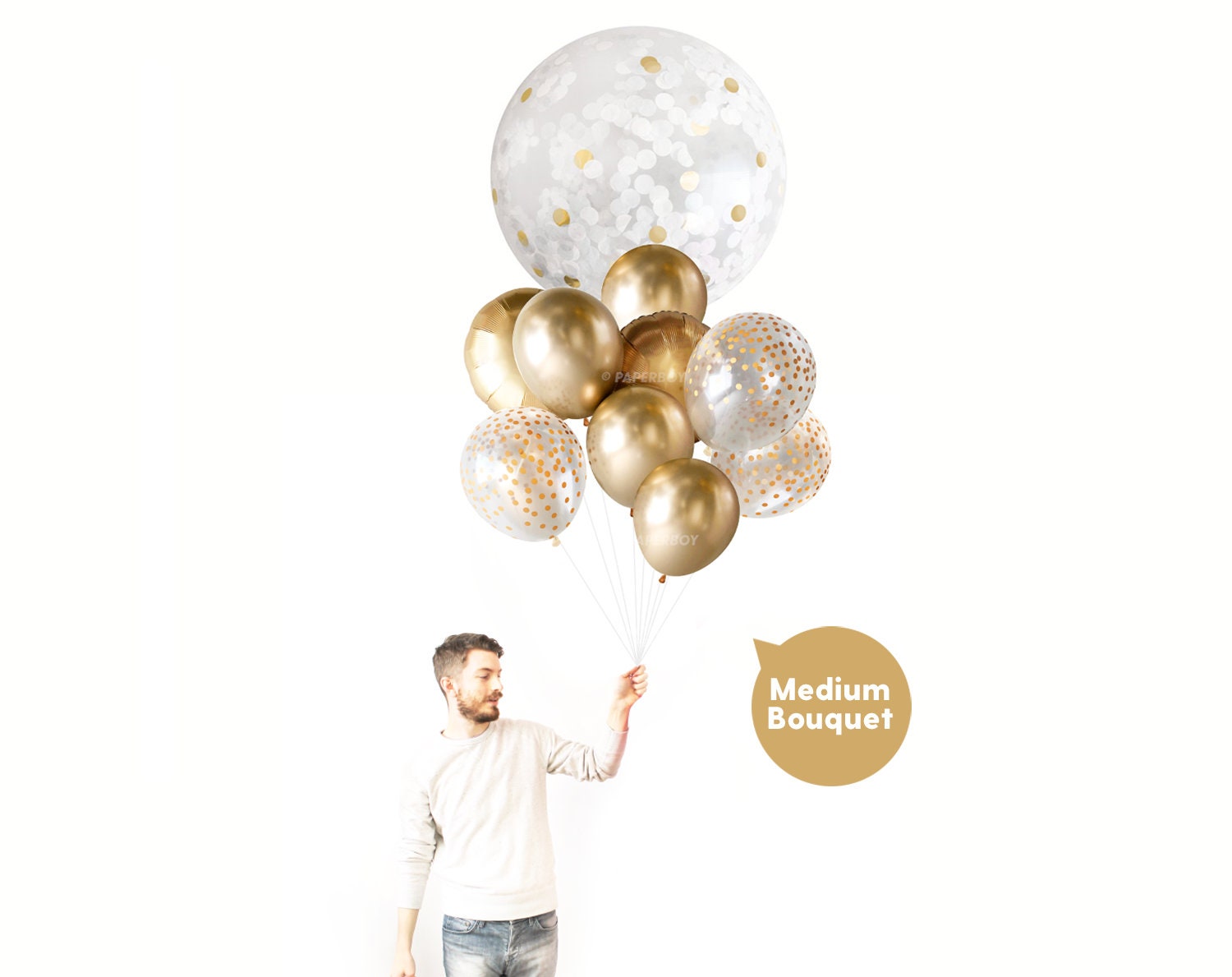 Gold Balloon Bouquet Large Balloon Bundle With Confetti - Etsy