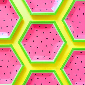 Watermelon Paper Plates - Hexagon Summer Fruit Plates - Water Melon ...