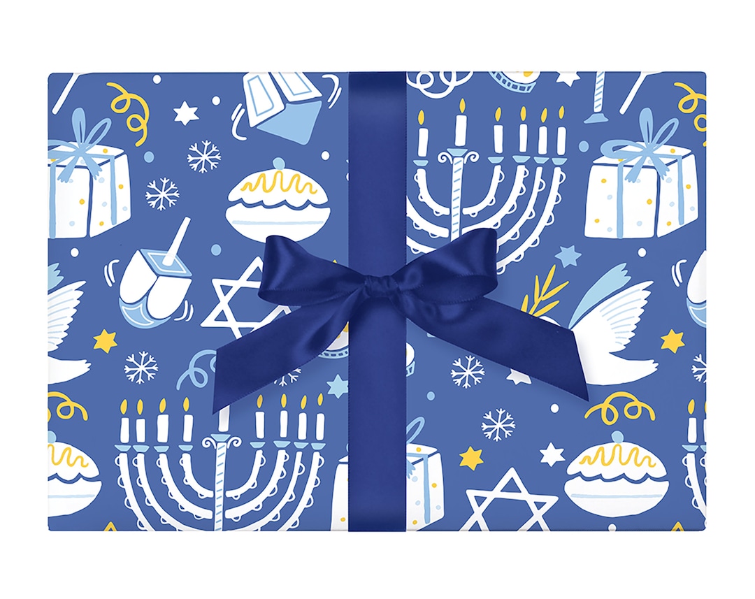 Hanukkah Wrapping Paper Blue & White / Chanukah Gift Wrap Modern ...