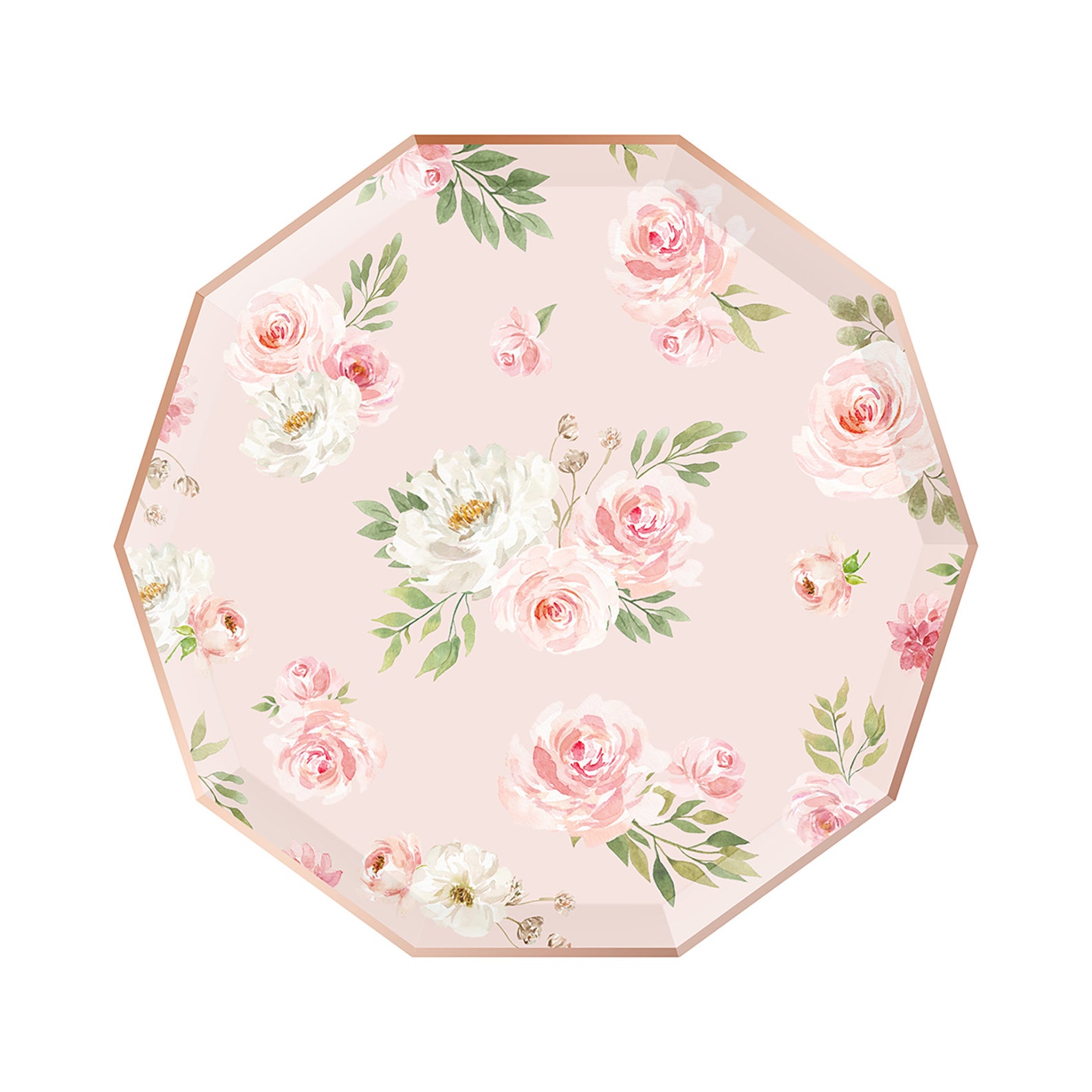 Floral Paper Plates Dinner Blush Pink & Rose Gold - Etsy