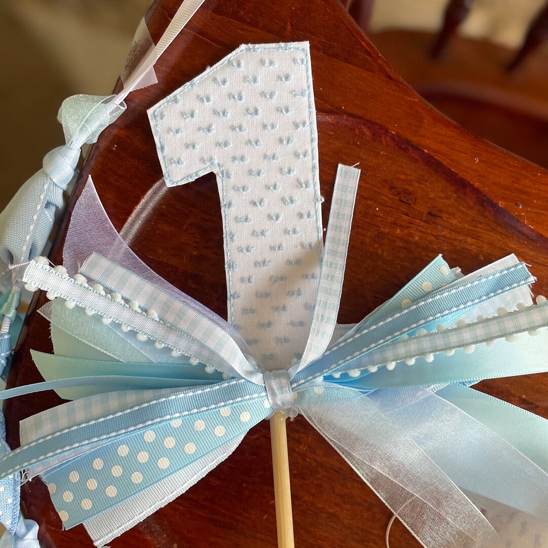 Birthday Number Cake Topper, Gingham Swiss Dot Number Cake Topper With ...