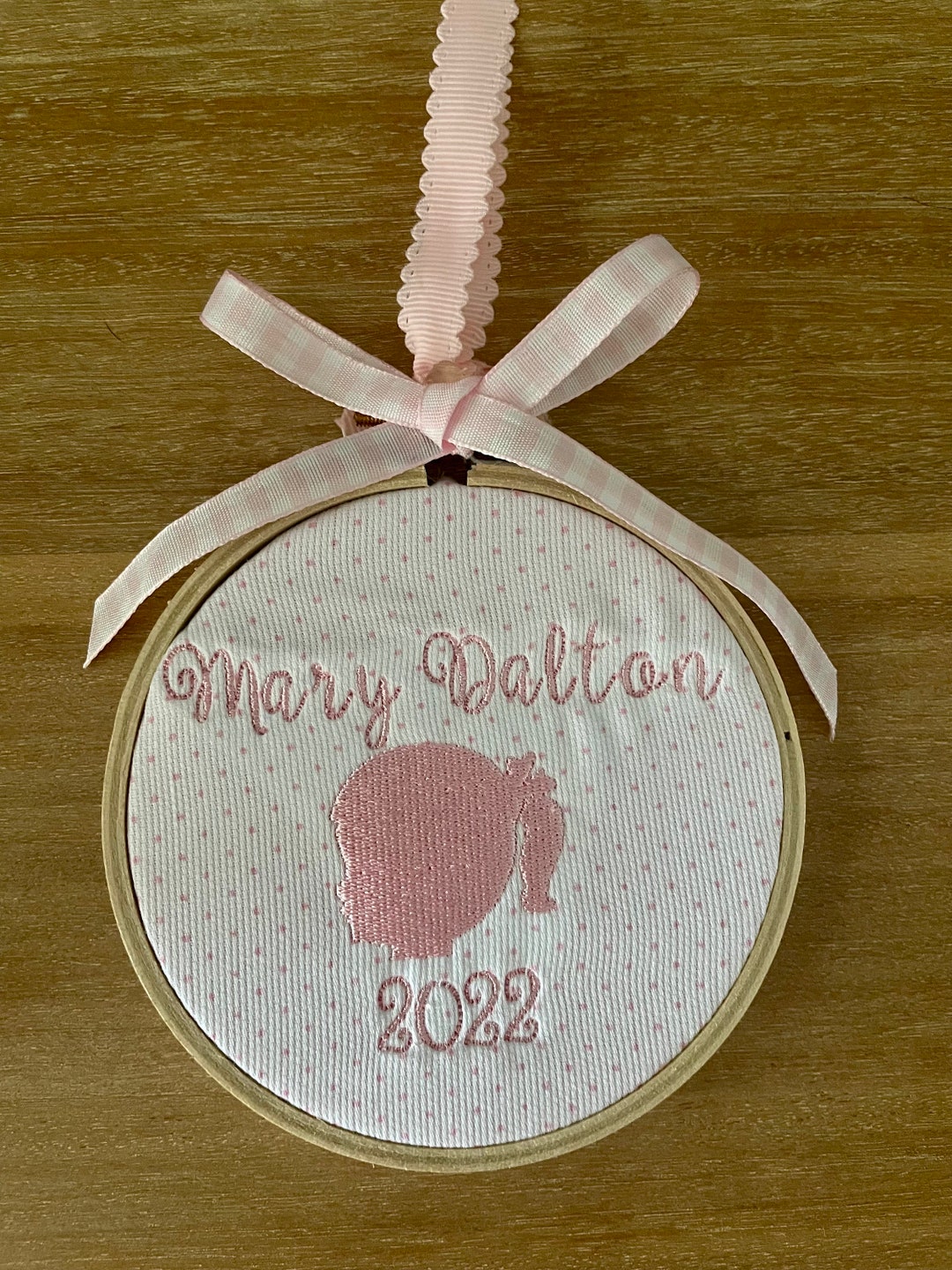 Baby First Christmas Ornament, 2024 Keepsake Ornament, Embroidery ...