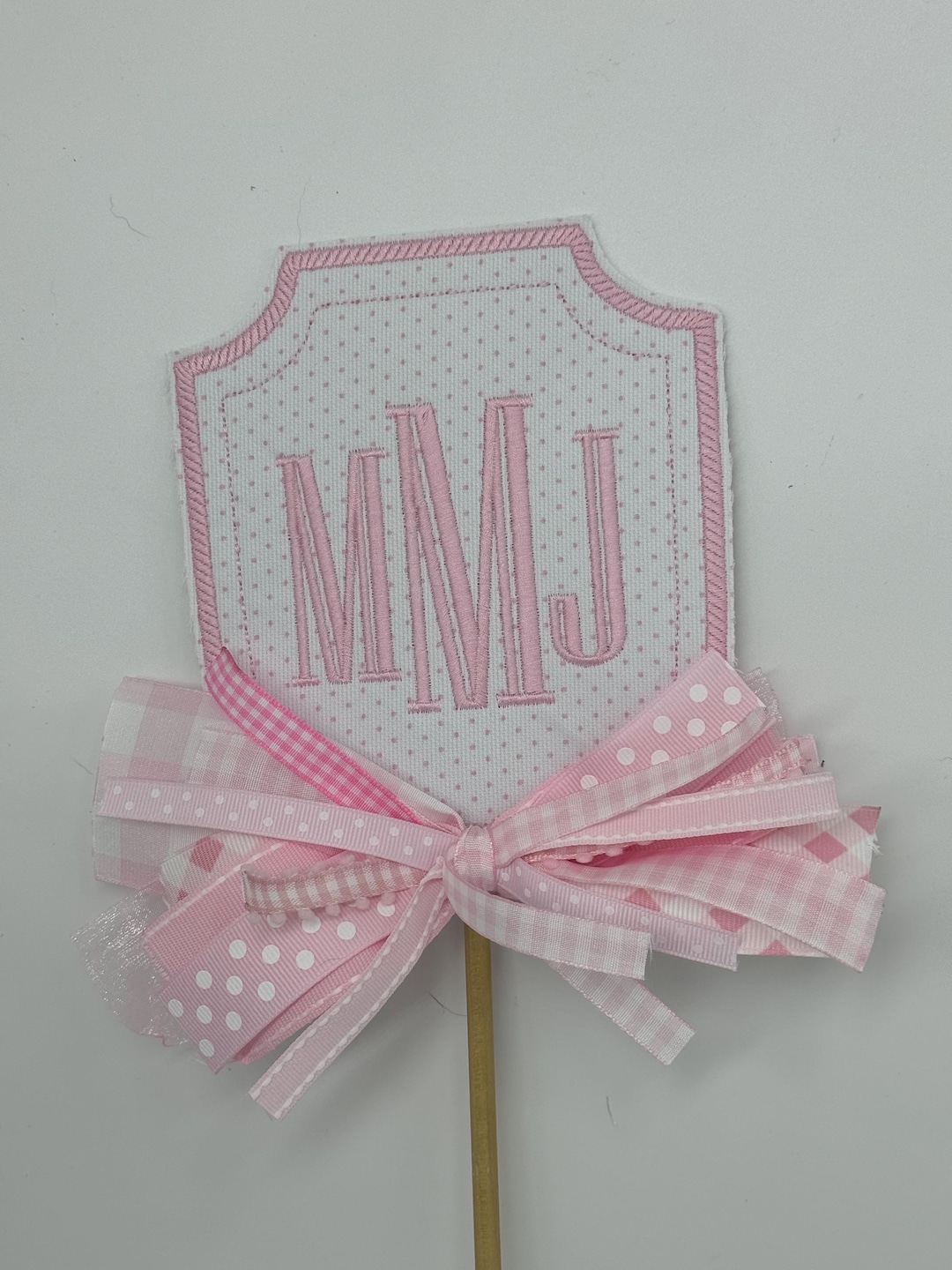 Birthday Monogram Cake Topper, Gingham Swiss Dot Number Cake Topper ...