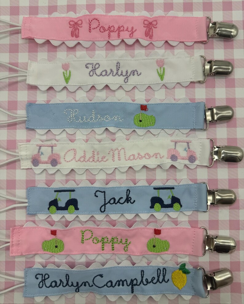 Monogrammed Pacifier Clip | Personalized Scallop Embroidered Paci ...