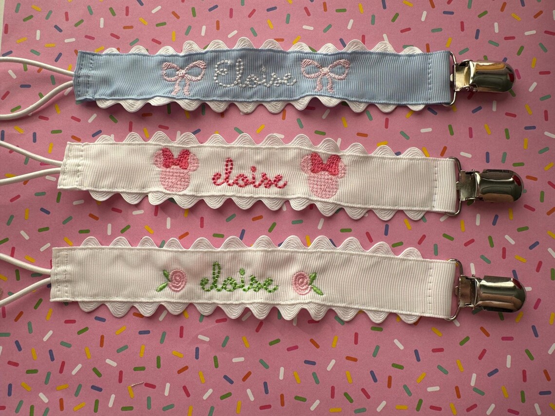 Monogrammed Pacifier Clip, Personalized Boy Scallop Embroidered Paci ...