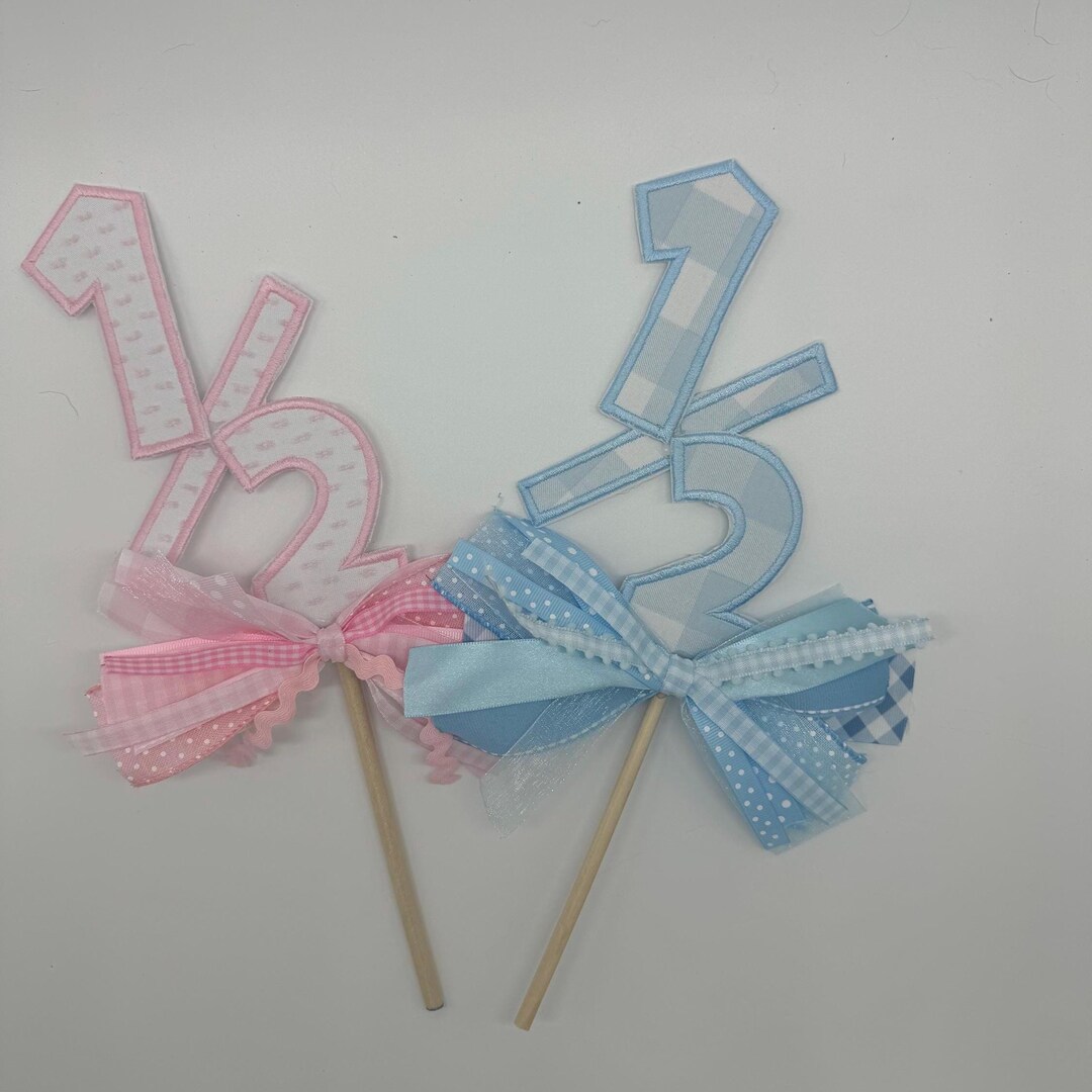 Gingham Number Cake Topper | Gingham Number Cake Topper With Ribbons ...