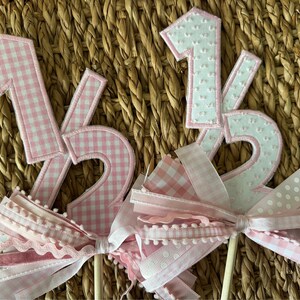 Gingham Number Cake Topper | Gingham Number Cake Topper With Ribbons ...