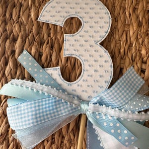 White Swiss Dot Cake Topper | Gingham 1 Number Cake Topper With Ribbons ...