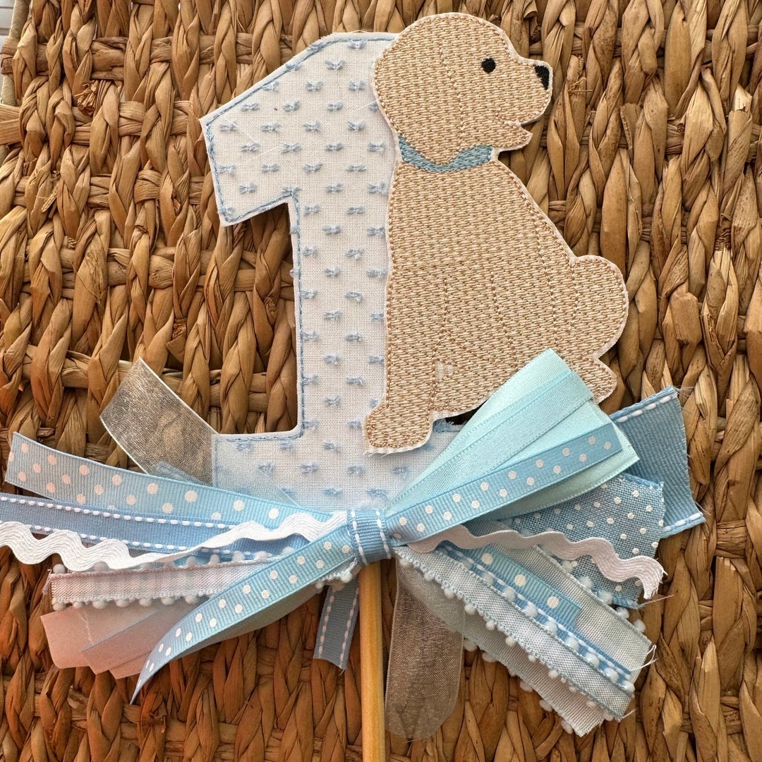 Puppy 1 Cake Topper, One Cake Topper, Puppy Pawty Cake Topper With ...