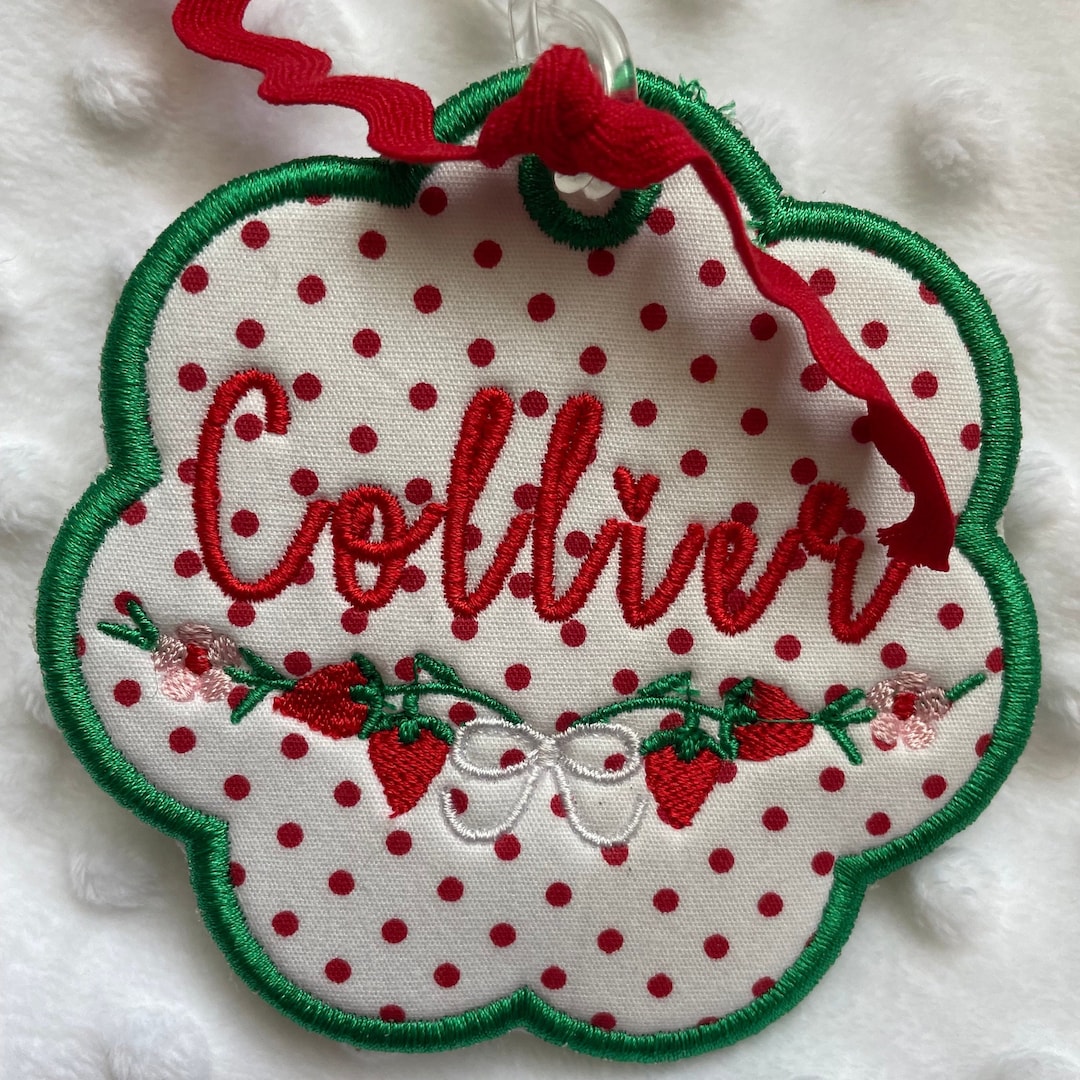 Strawberry Custom Bag Tag With Bows, Bookbag Tag, Tbbc Luggage Tags ...