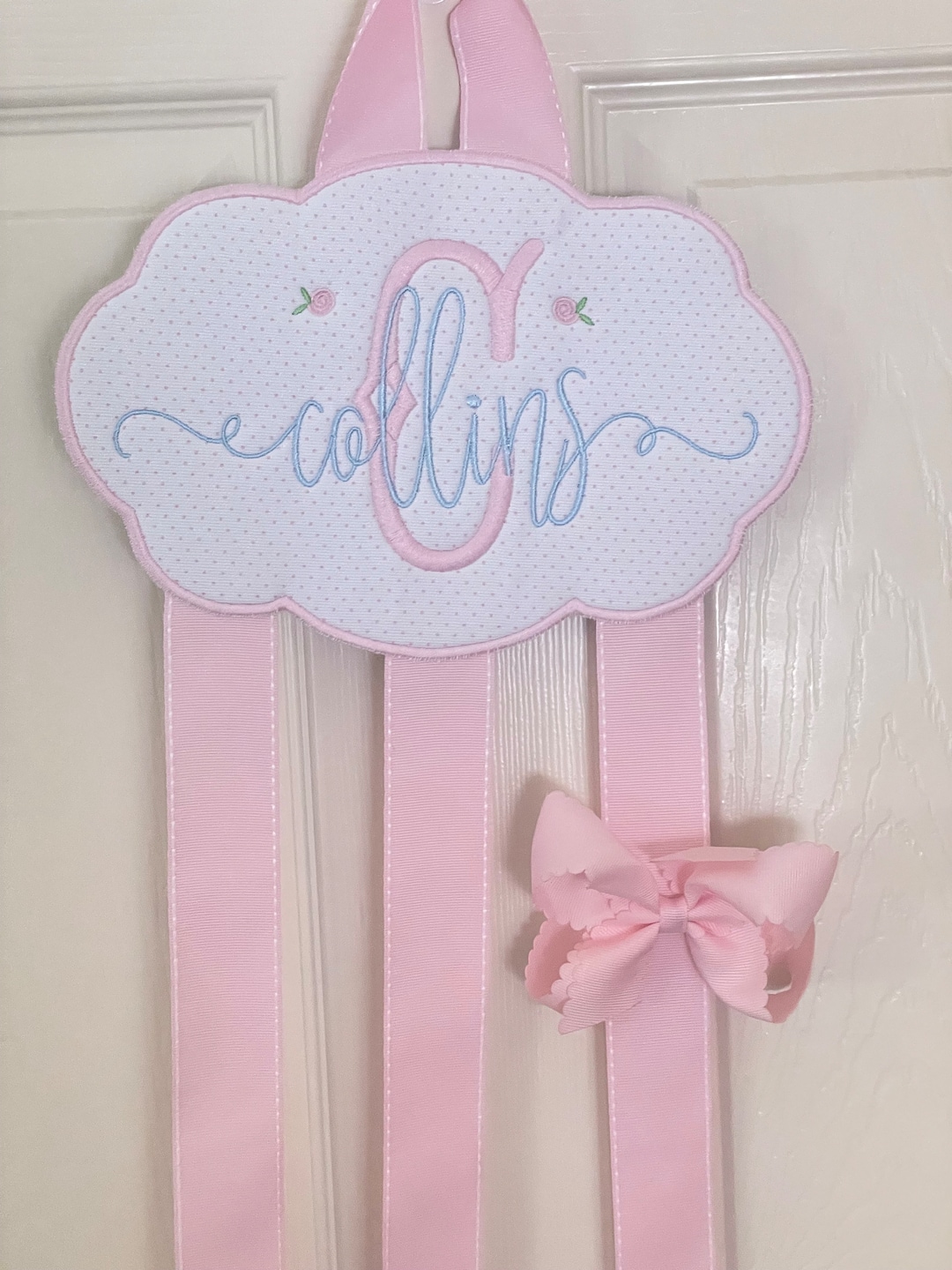 Bow Holder, Hairbow Hanger, Embroidered Bow Holder, Monogrammed Bow ...