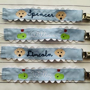 Monogrammed Pacifier Clip | Bow Personalized Scallop Embroidered Paci ...