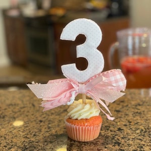 Gingham Number Cake Topper I Cake Topper With Ribbons | Personalized ...
