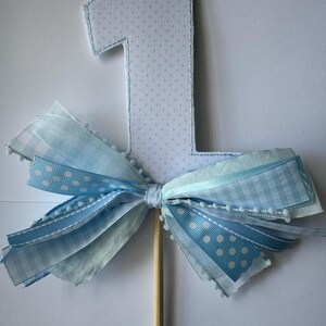 White Swiss Dot Cake Topper | Gingham 1 Number Cake Topper With Ribbons ...