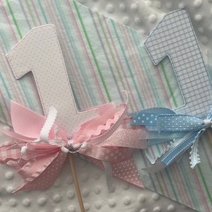 Gingham Number Cake Topper I Cake Topper With Ribbons | Personalized ...