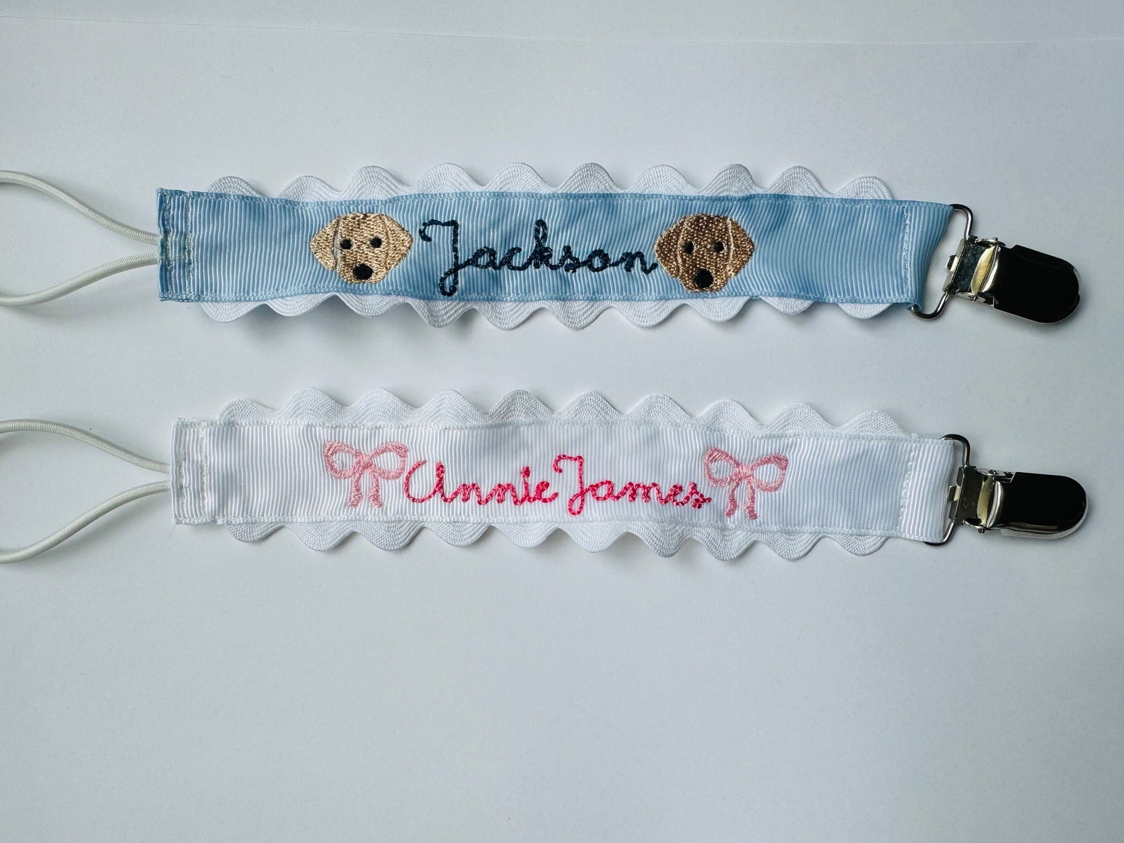 Monogrammed Pacifier Clip, Personalized Boy Scallop Embroidered Paci ...