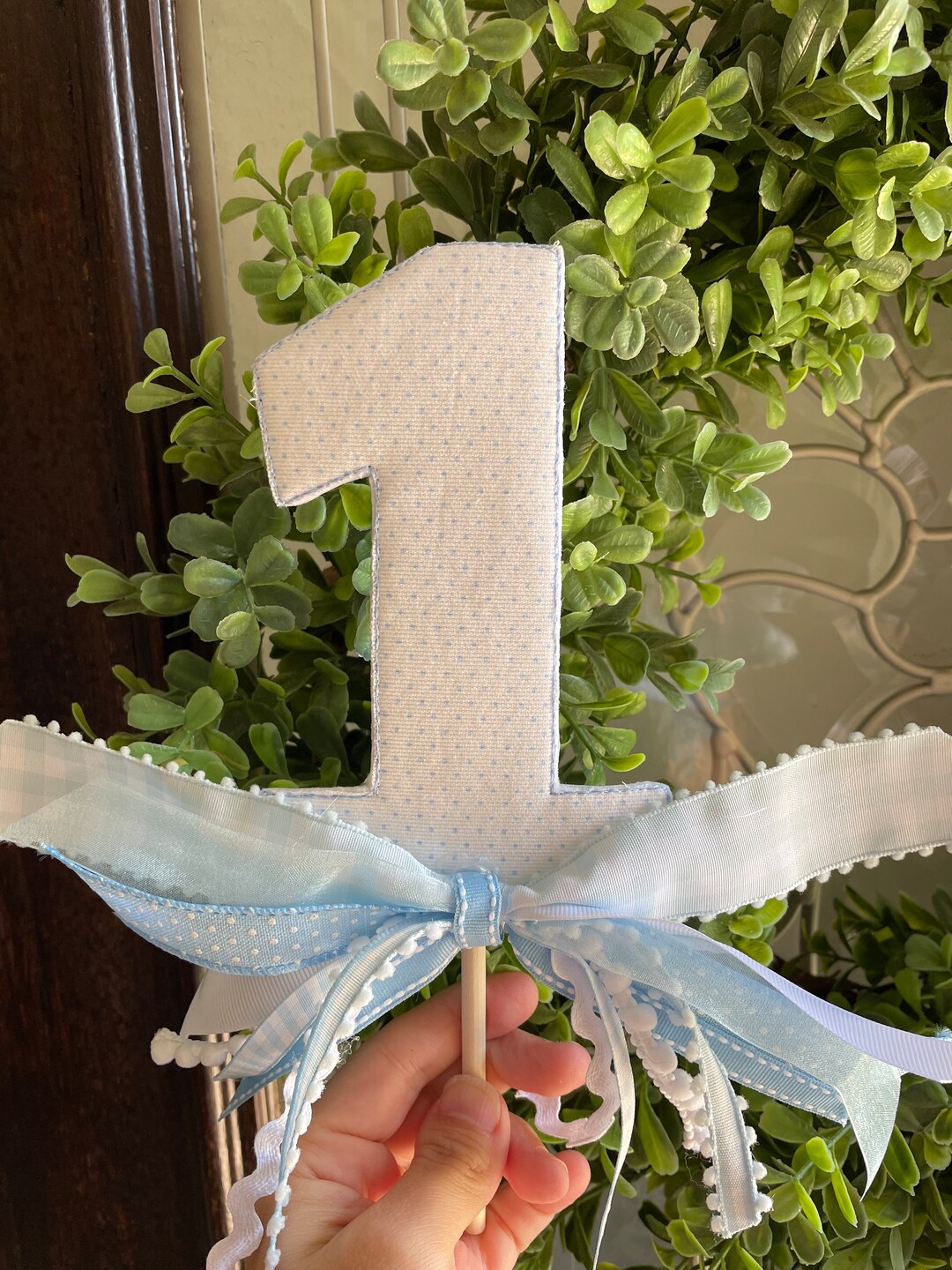 Gingham Number Cake Topper | Swiss Dot Number Cake Topper With Ribbons ...