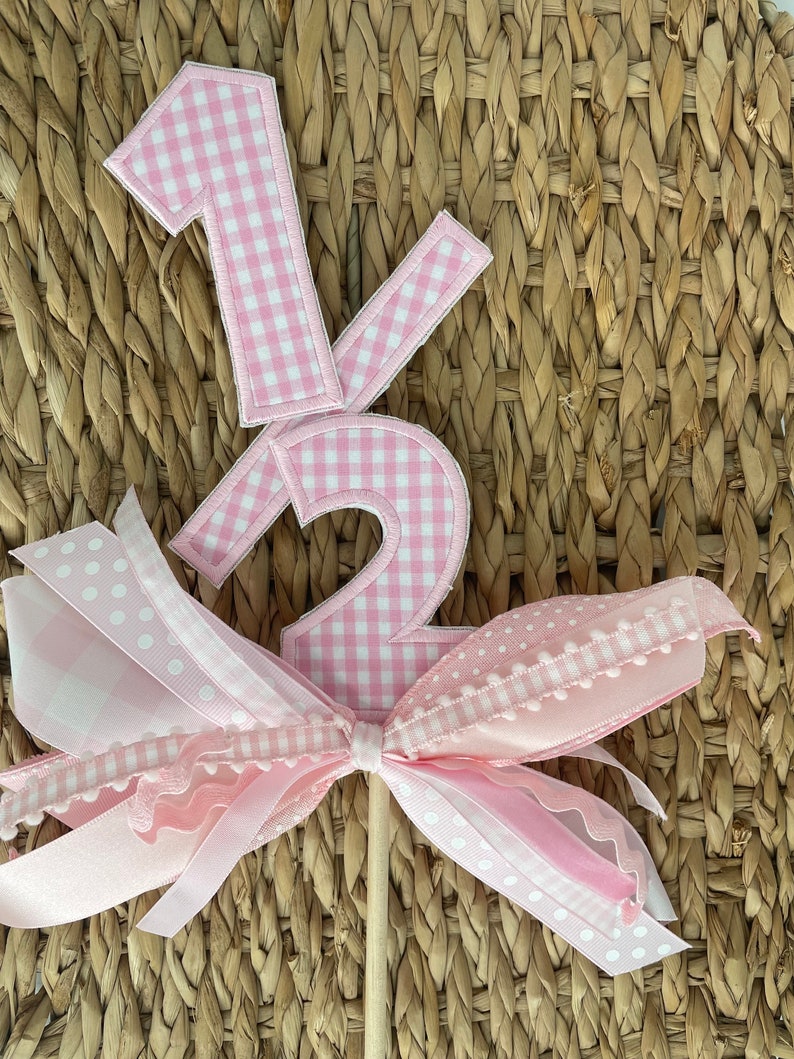 Gingham Number Cake Topper | Gingham Number Cake Topper With Ribbons ...