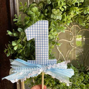 Gingham Number Cake Topper I Cake Topper With Ribbons | Personalized ...
