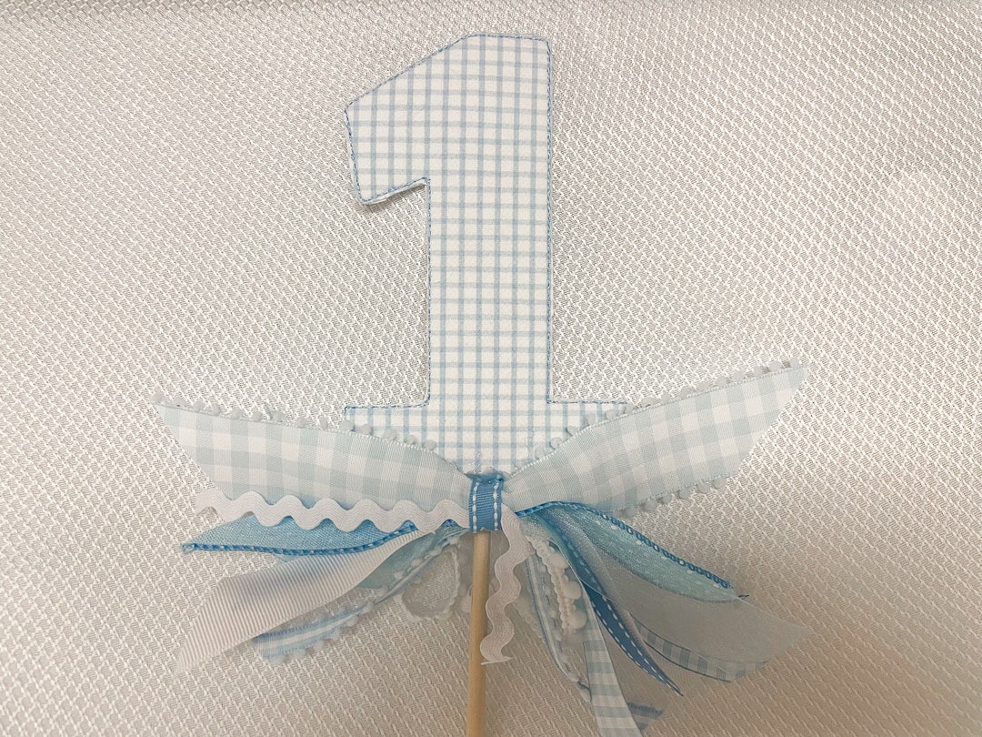 Gingham Number Cake Topper | Swiss Dot1 1 Cake Topper With Ribbons ...