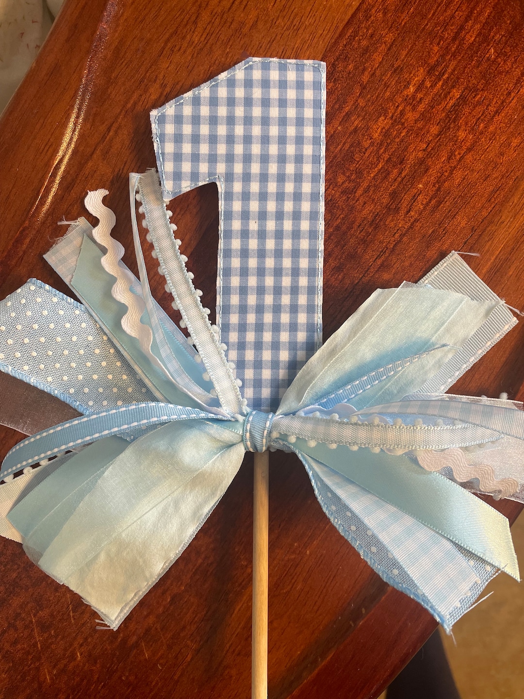 Gingham Number Cake Topper I Cake Topper With Ribbons | Personalized ...