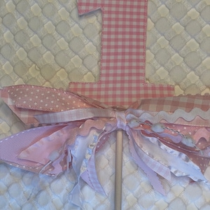 White Swiss Dot Cake Topper | Gingham 1 Number Cake Topper With Ribbons ...