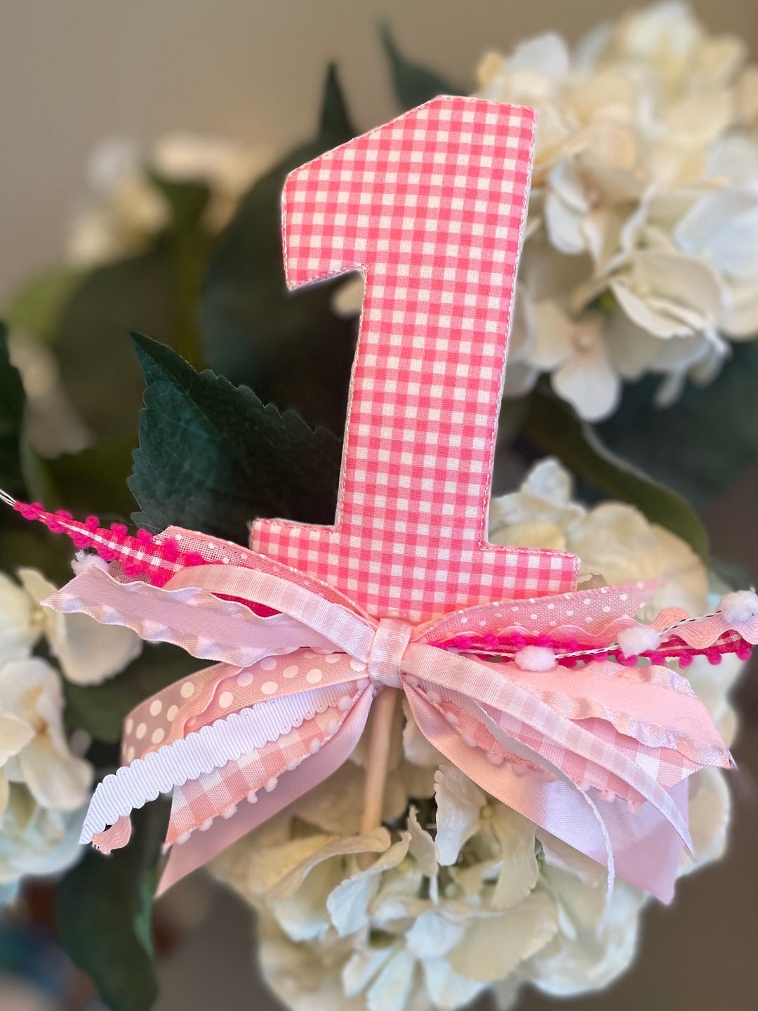 Gingham Number Cake Topper White Swiss Dot Number Cake Topper With ...