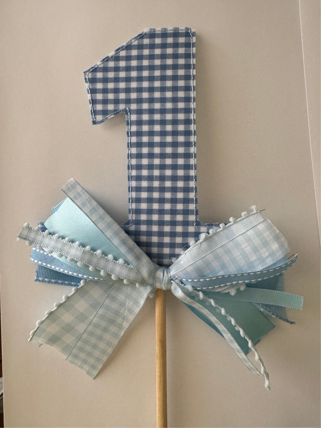 Birthday Number Cake Topper, Gingham Swiss Dot Number Cake Topper With ...