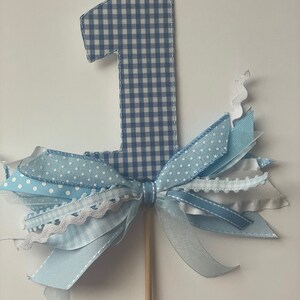 White Swiss Dot Cake Topper Gingham 1 Number Cake Topper With Ribbons ...