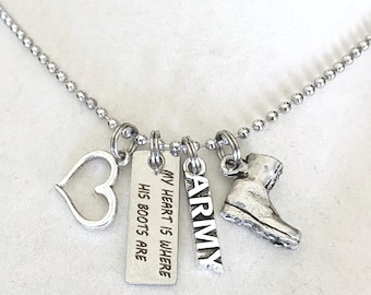 US Army Charm Necklace, United States Army Jewelry, Personalized US ...