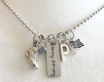 US Army Charm Necklace, United States Army Jewelry, Personalized US ...