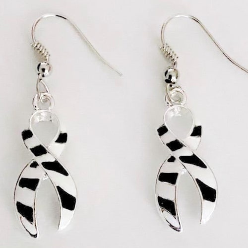 Zebra Print Awareness Ribbon Earrings Carcinoid Cancer Common - Etsy