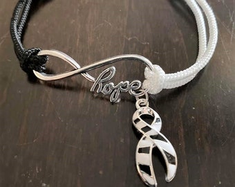 Zebra Ribbon LOVE Infinity Bracelet Carcinoid Cancer CVID | Etsy