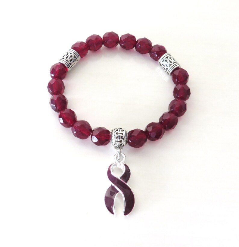 Burgundy Awareness Ribbon Infinity Glass Beaded Stretch - Etsy