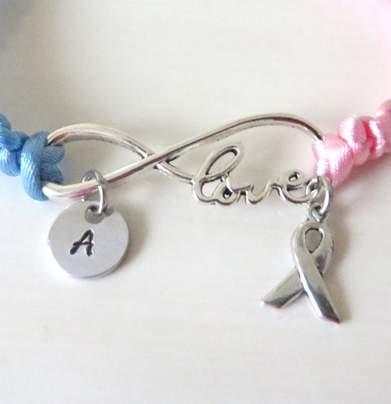 Blue Awareness LOVE Ribbon Charm Bracelet Colon Cancer - Etsy