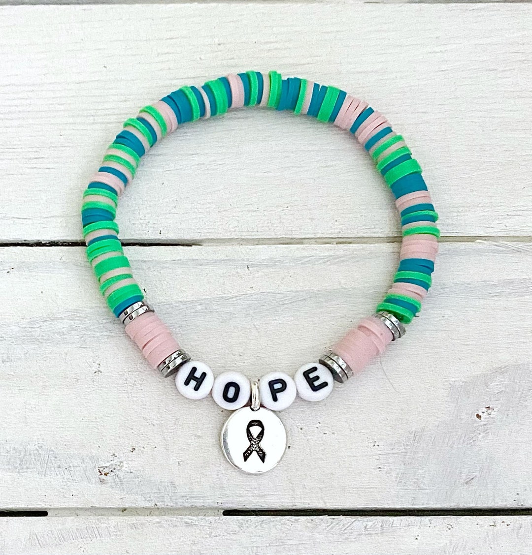 Metastatic Breast Cancer Awareness HOPE LOVE SURVIVOR Stretch Bracelet ...