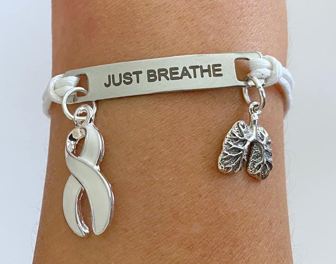 Just Breathe Sterling Silver Lung Charm Laser Engraved Relaxation ...