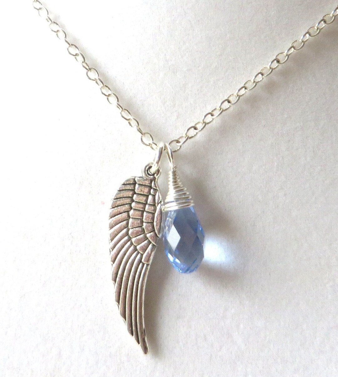 Angel Wing Periwinkle Awareness Loss Pendant Necklace - Etsy