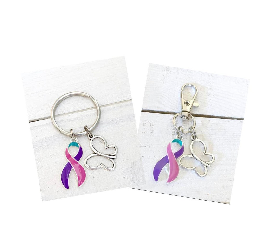 Thyroid Cancer Disease Awareness Butterfly Zipper Pull Key Chain ...