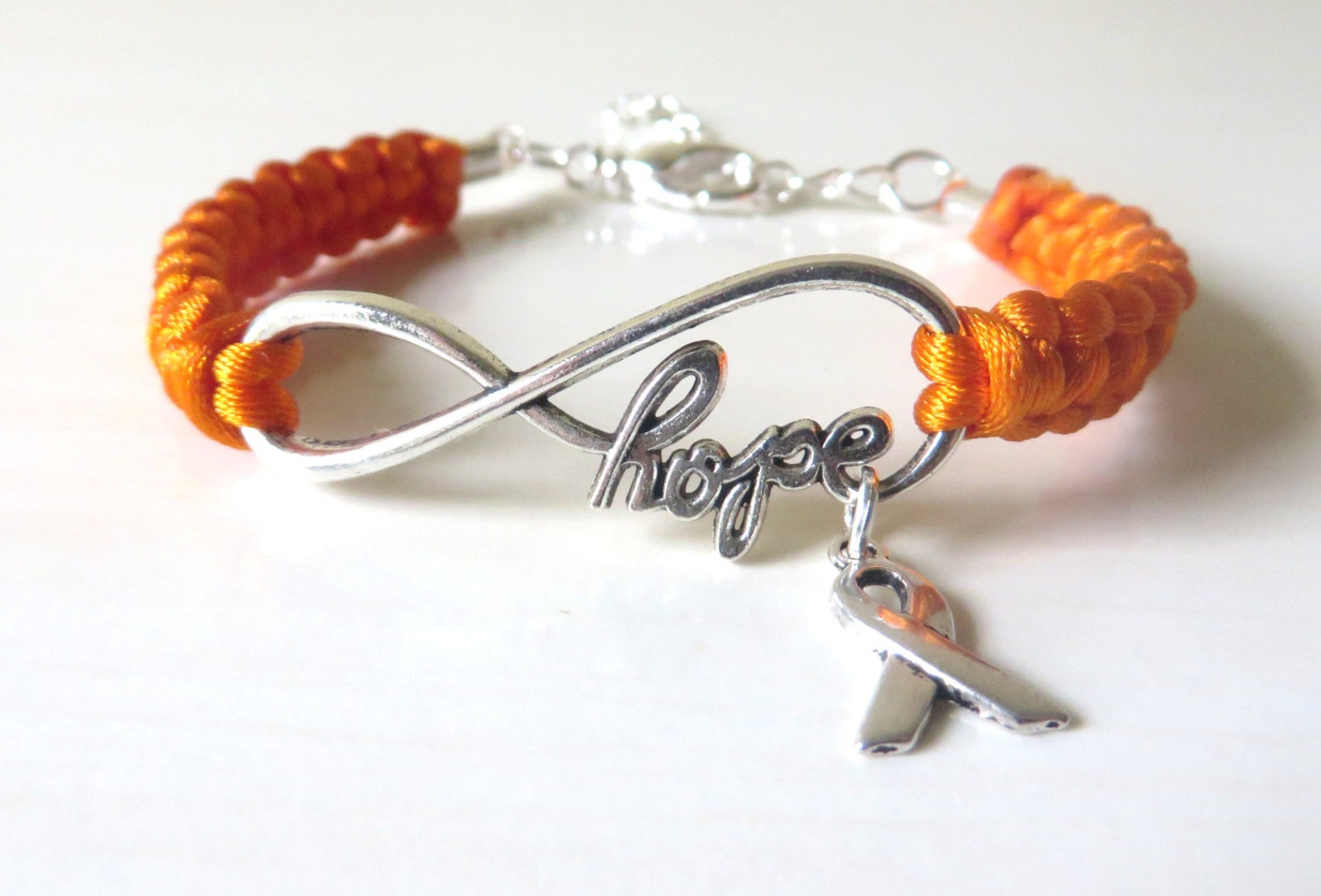 Orange Awareness Ribbon HOPE Charm Bracelet With Optional Hand - Etsy