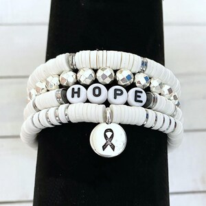 Lung Cancer HOPE LOVE SURVIVOR Personalizable Stretch Bracelet Heishi ...