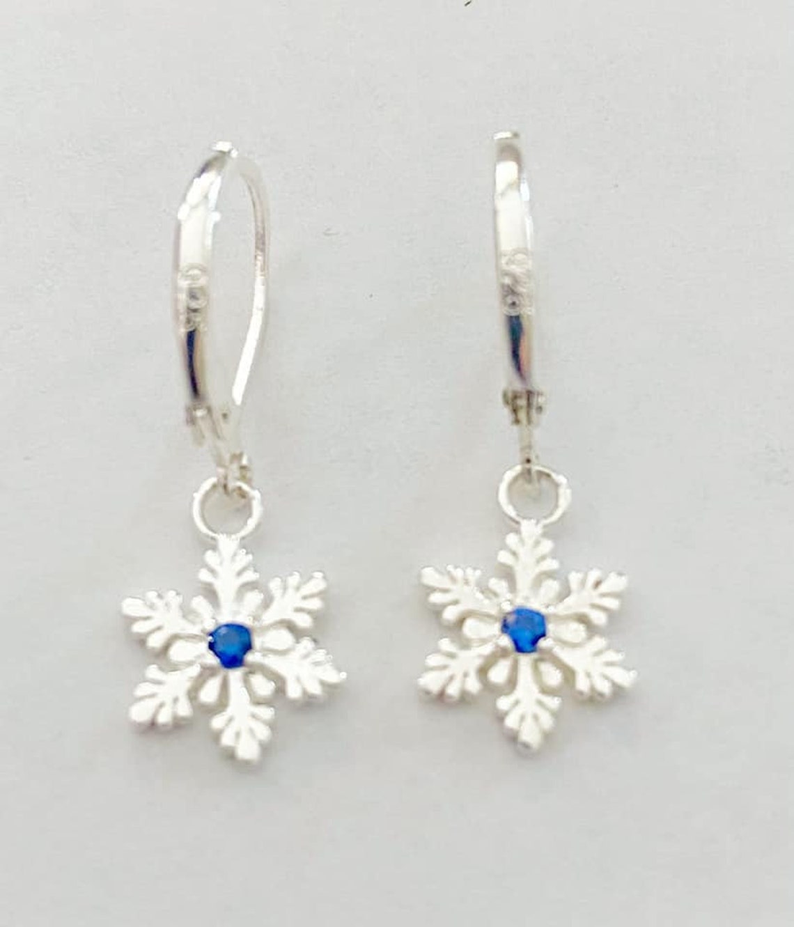 Orecchini Zaffiro Fiocco di Neve Argento Sterling - Etsy Italia