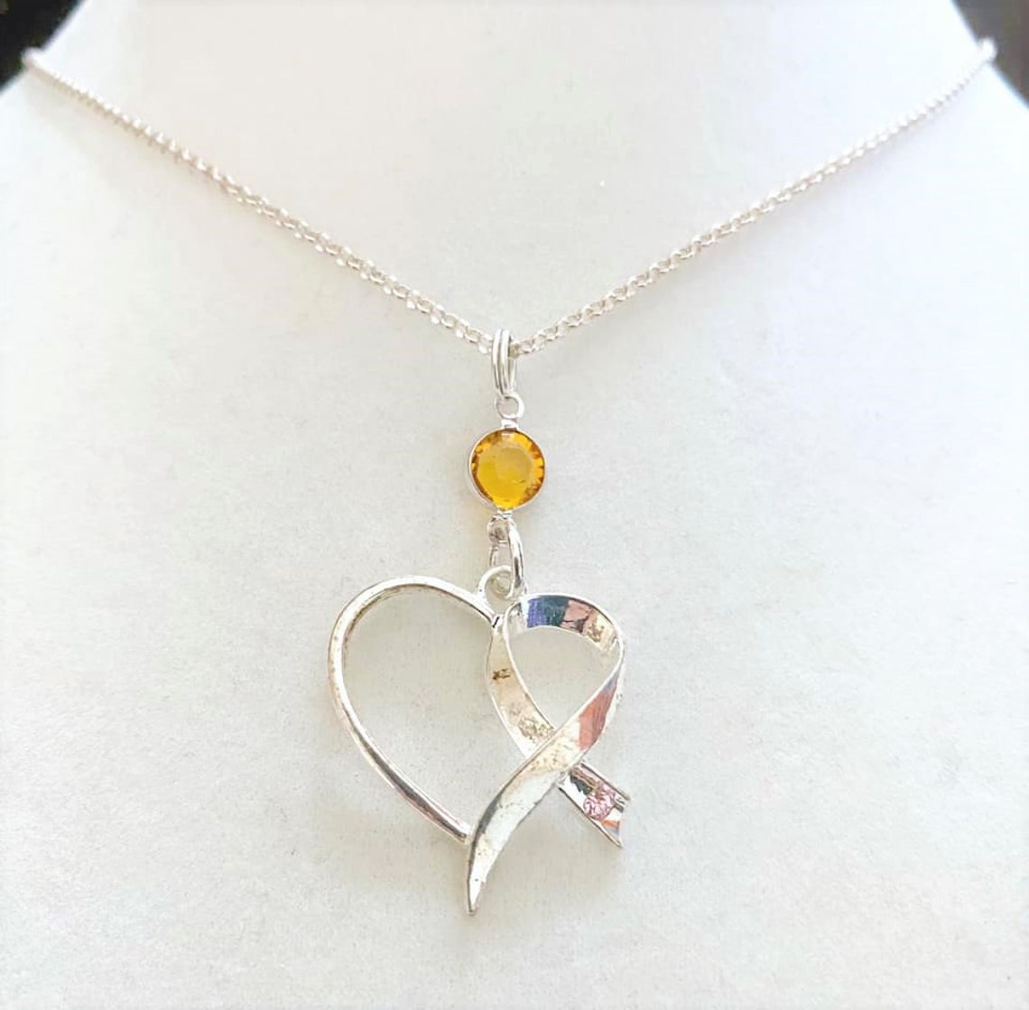 Gold Childhood Pediatric Cancer Awareness Ribbon Heart | Etsy