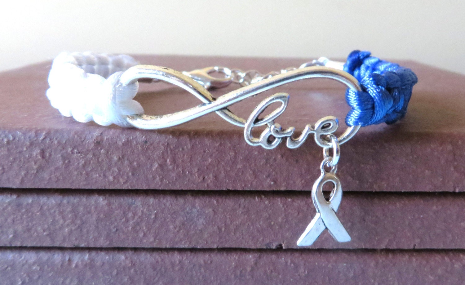 ALS Lou Gehrigs Disease Awareness LOVE Ribbon Charm Bracelet | Etsy