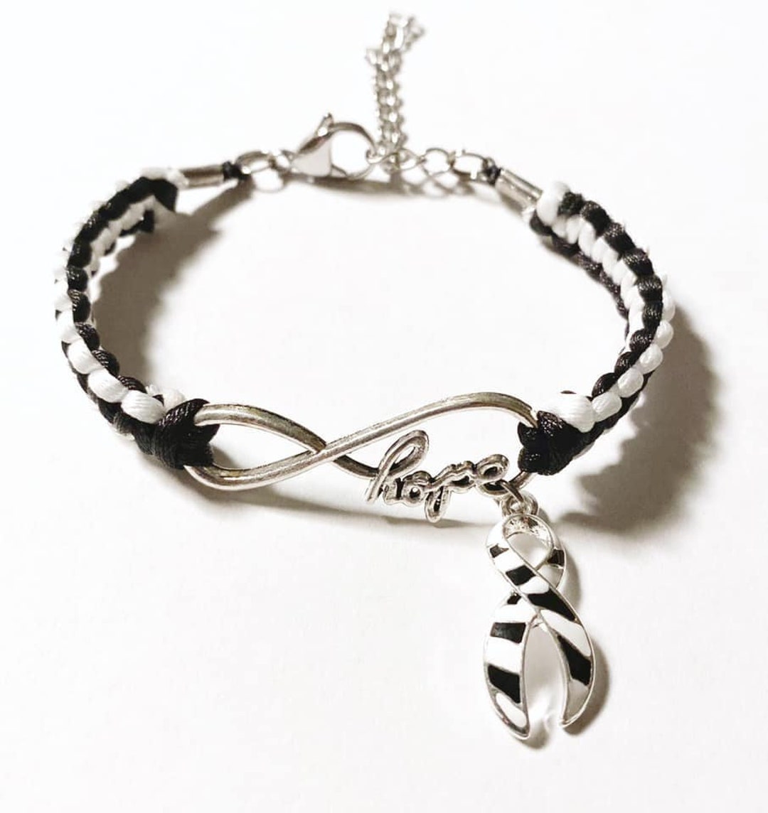 Zebra Ribbon HOPE LOVE Black White Carcinoid Cancer CVID Awareness ...