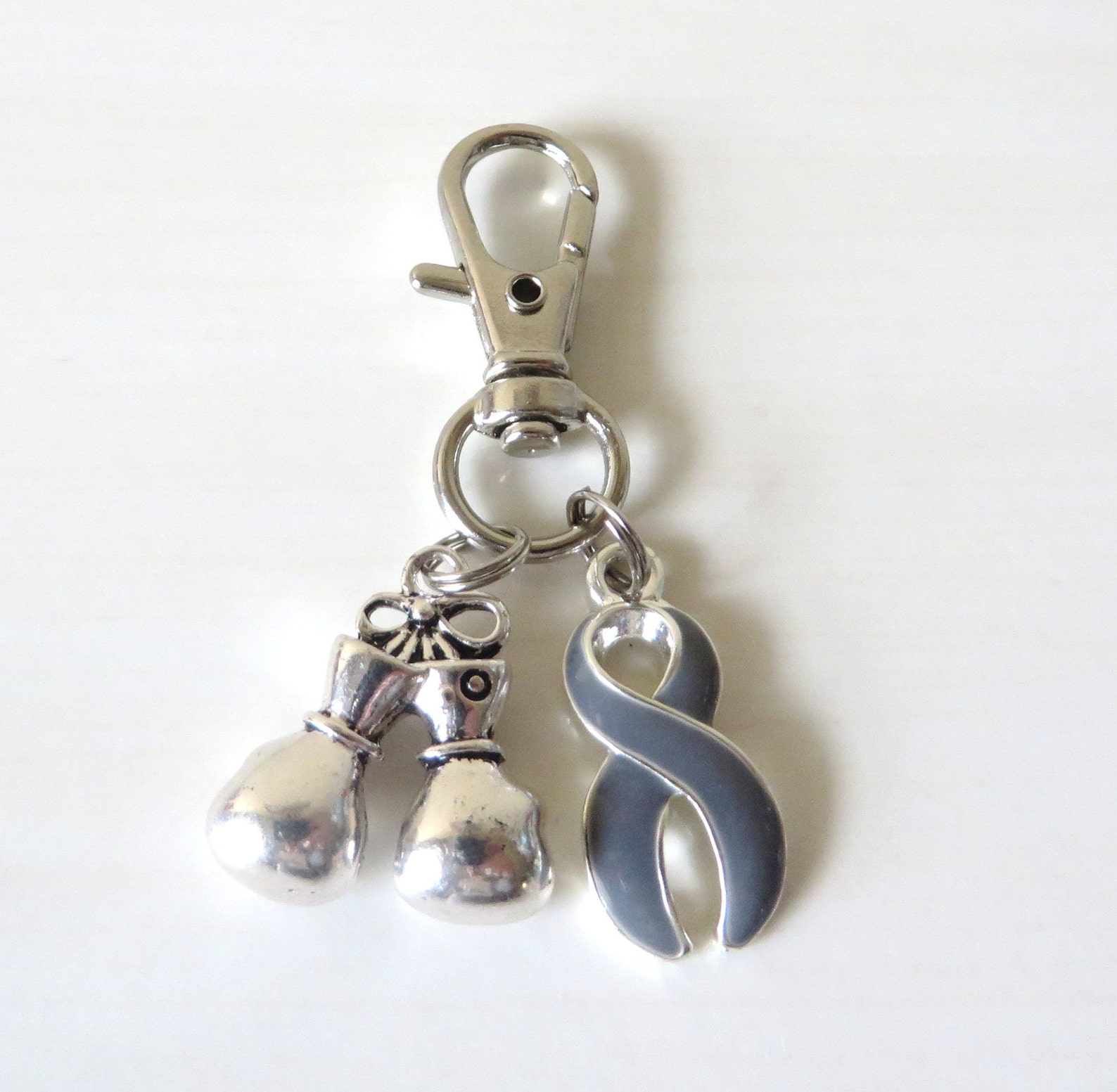 Grey Awareness Zipper Pull Key Chain YOU Select Charms Brain - Etsy