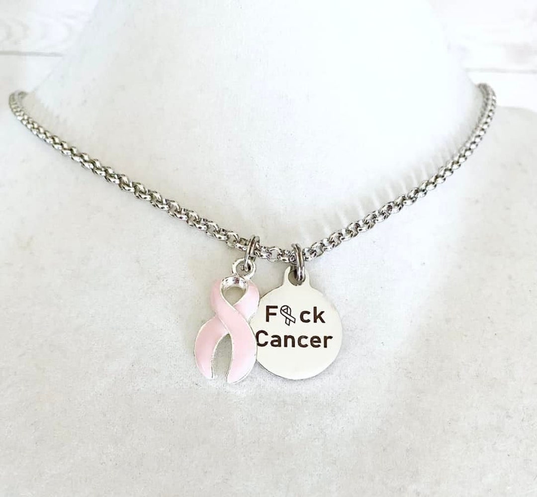 Breast Cancer F#ck Cancer Pink Awareness Ribbon Laser Engraved Necklace ...