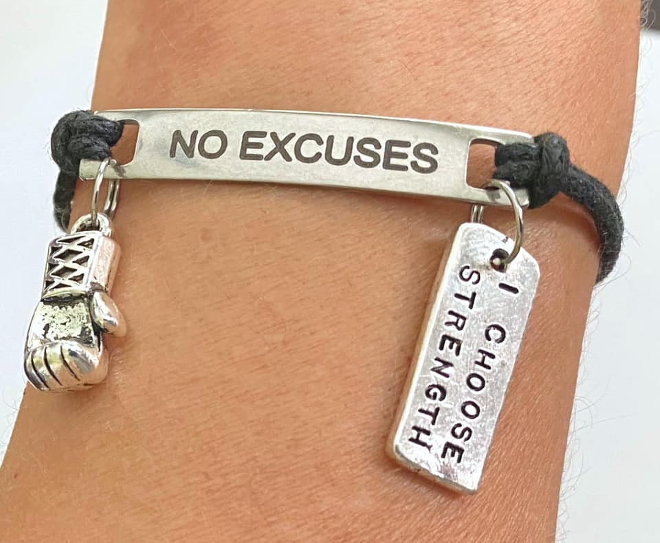 No Excuses Workout Boxing Martial Arts MMA Kickboxing Charm Bracelet ...
